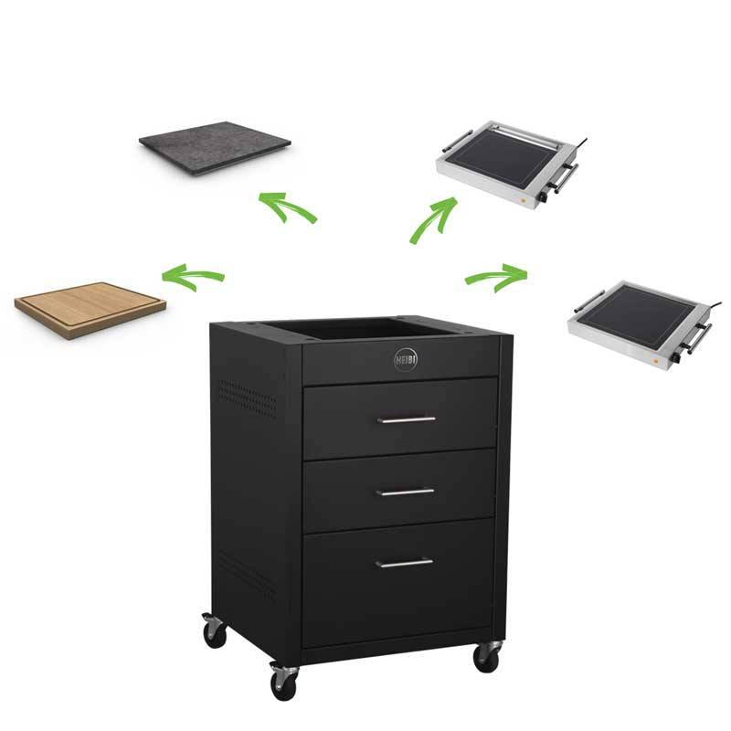 Drawer module, stainless steel - HEIBI